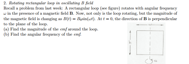 Solved Rotating rectangular loop in oscillating B field | Chegg.com