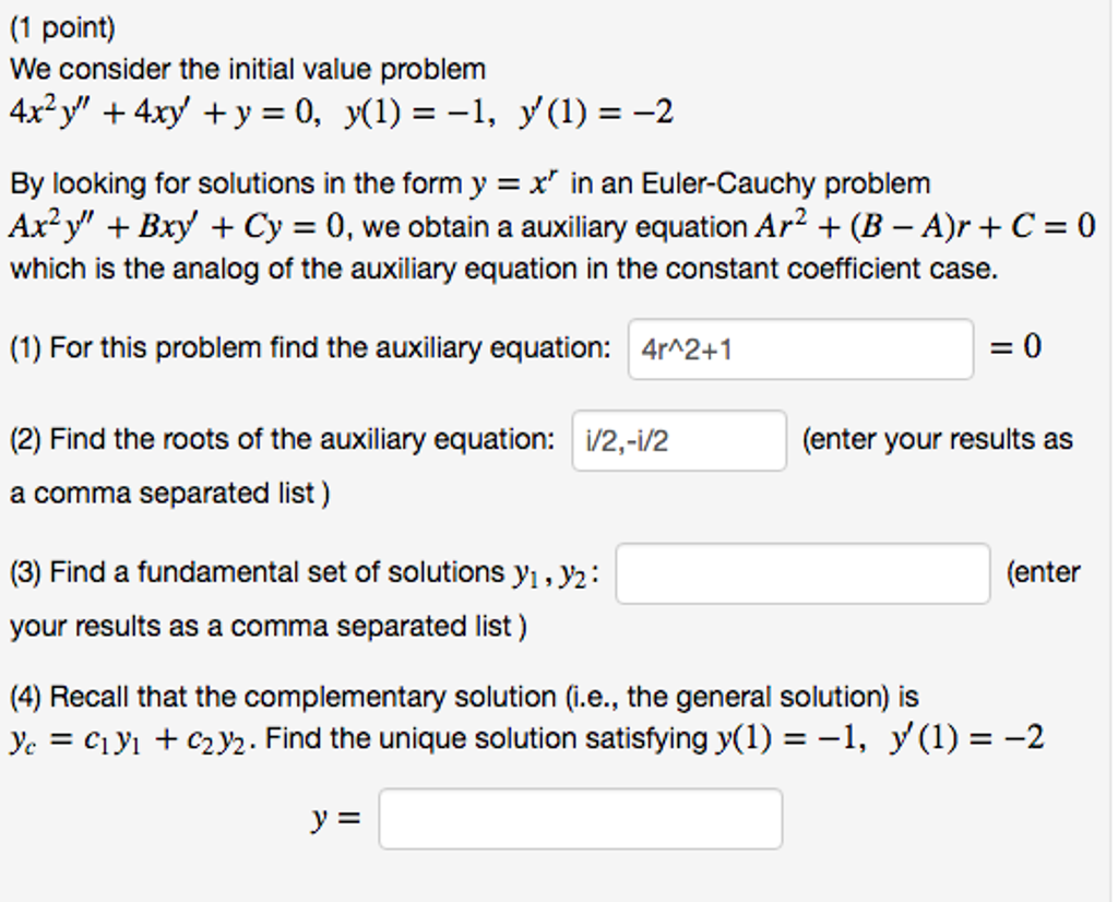 Solved We consider the initial value problem 4x^2y'' + 4xy' | Chegg.com