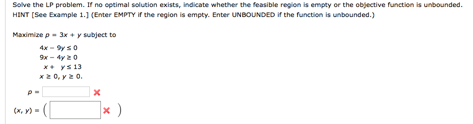 Solved Solve the LP problem. If no optimal solution exists, | Chegg.com