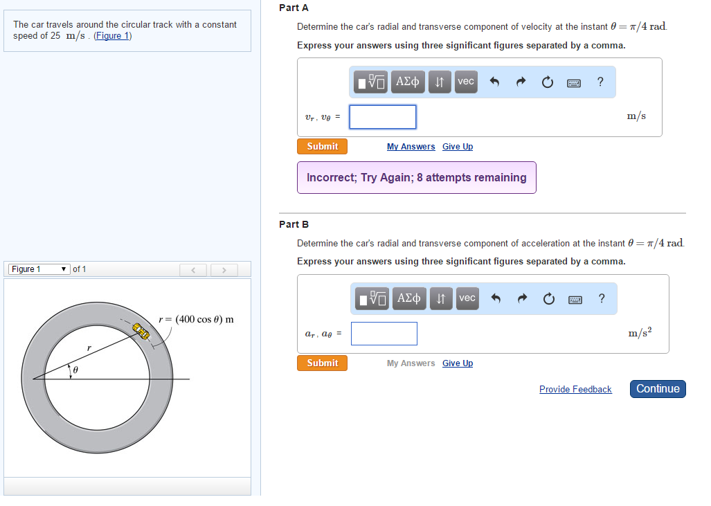 Solved The car travels around the circular track with a | Chegg.com