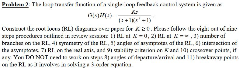 Solved Problem 2: The loop transfer function of a | Chegg.com