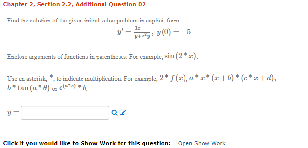 Solved Find The Solution Of The Given Initial Value Problem