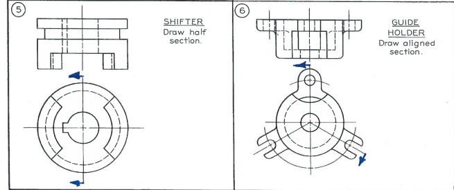 Solved Please complete the section view drawings. Make sure | Chegg.com