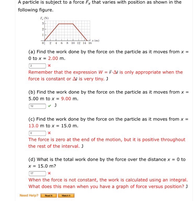 Solved A particle is subject to a force Fx that varies with | Chegg.com