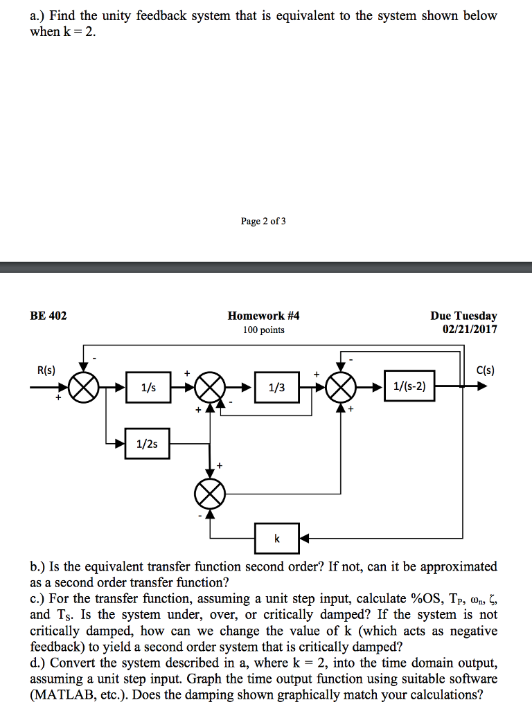 Find the unity feedback system that is equivalent to | Chegg.com