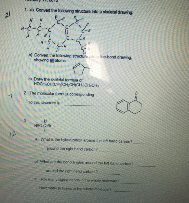 Solved Convert the following structure into a skeletal | Chegg.com