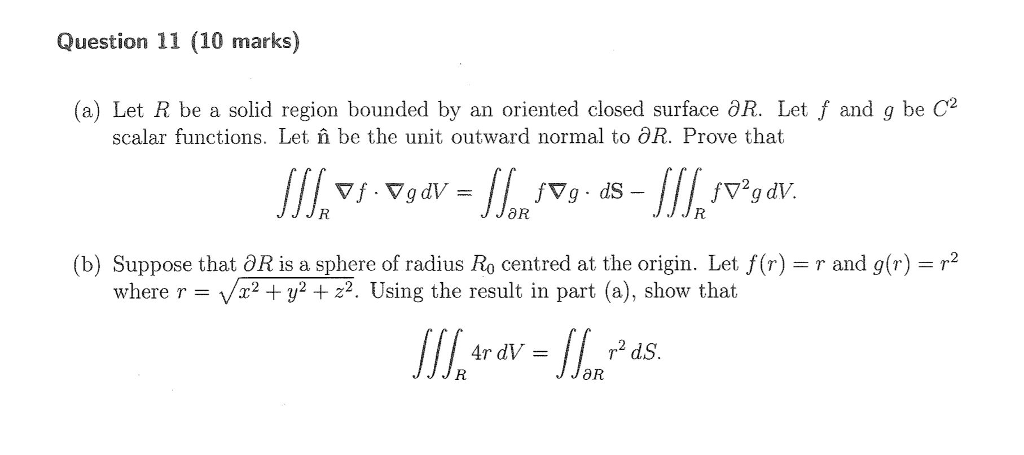 Solved Question 11 (10 marks) (a) Let R be a solid region | Chegg.com