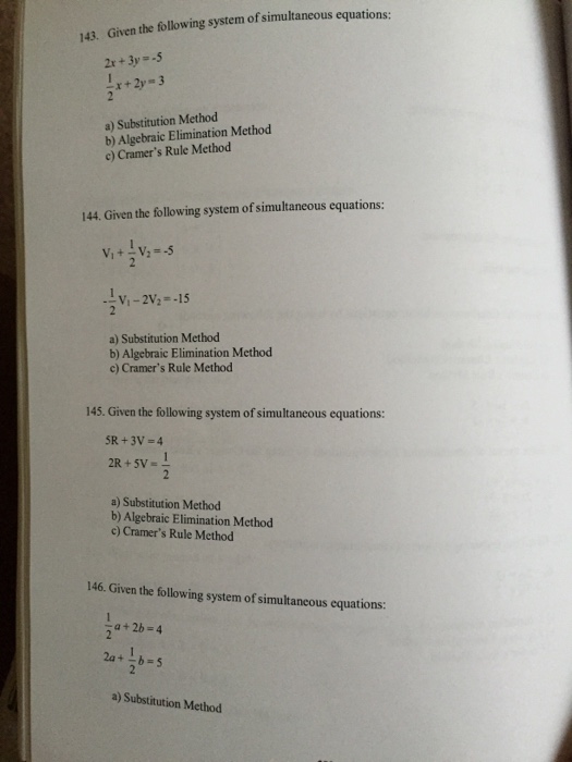 Solved Given the following system of simultaneous equations: | Chegg.com