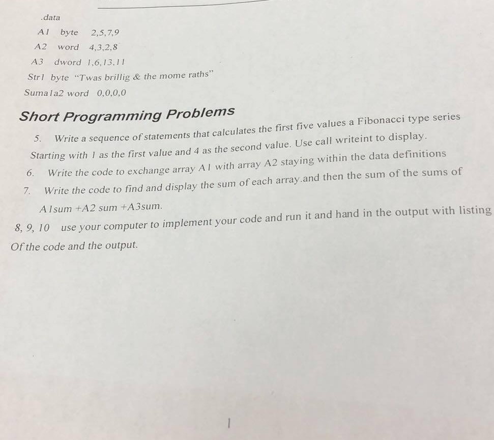 Solved Code on top is for questions 5-7 ; MUST BE IN | Chegg.com