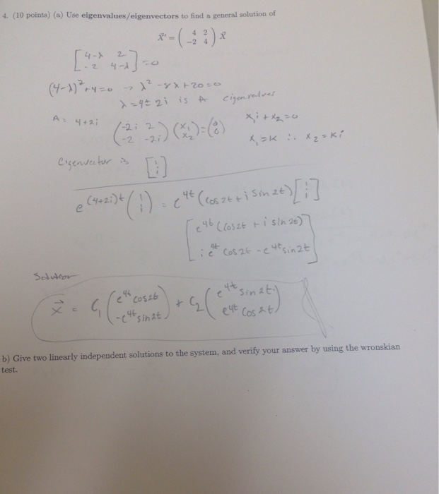 Solved Use eigenvalues/eigenvectors to find a general | Chegg.com