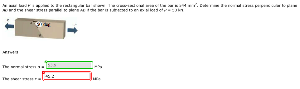 Solved An axial load P is applied to the rectangular bar | Chegg.com
