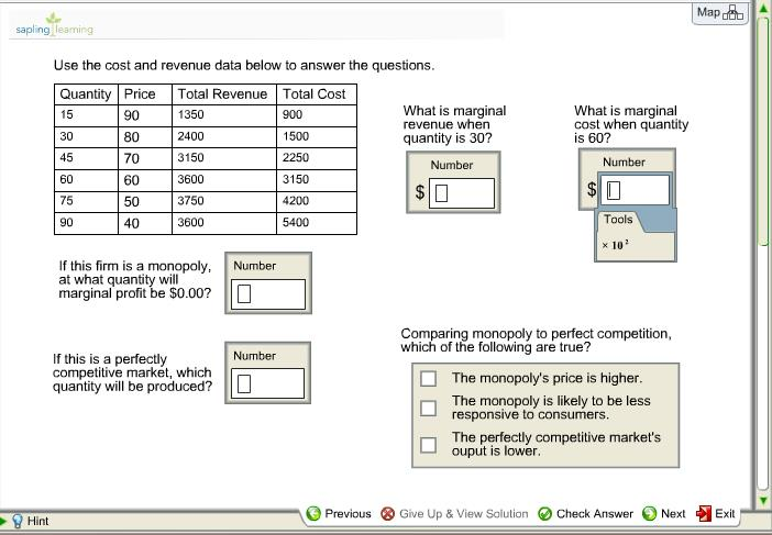 Solved Map pling Use the cost and revenue data below to | Chegg.com