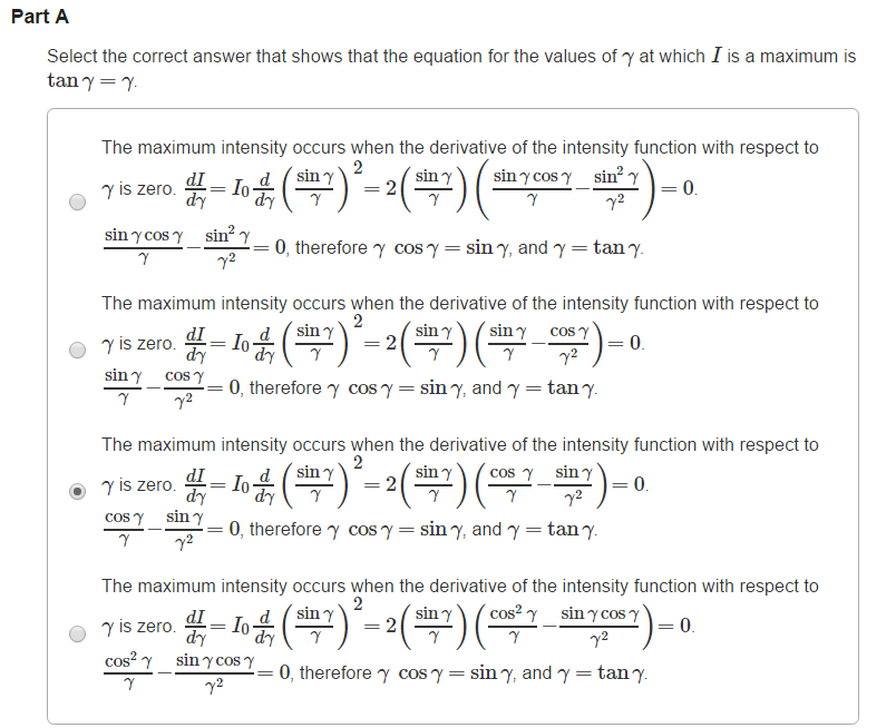 Solved The intensity of light in the Fraunhofer diffraction | Chegg.com