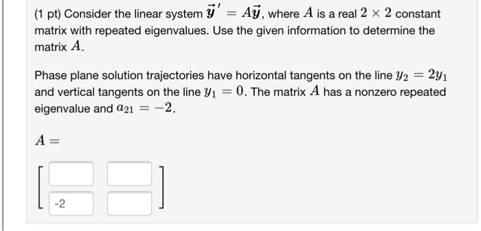 Solved Consider the linear system y^rightarrow' = | Chegg.com