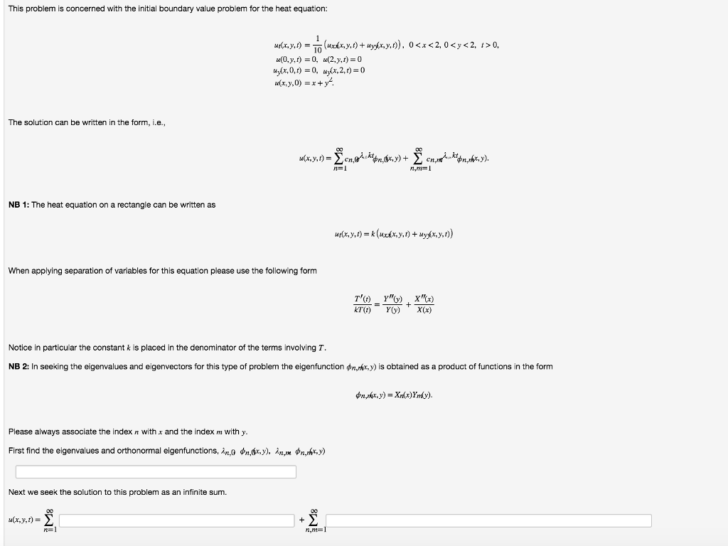 Solved This problem is concerned with the initial boundary | Chegg.com