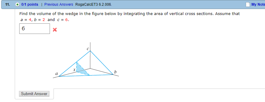 Solved Find the volume of the wedge in the figure below by | Chegg.com