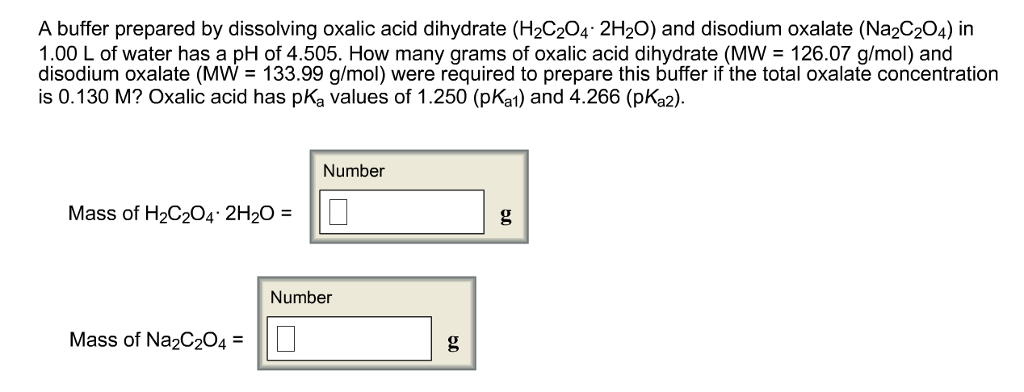 Solved A buffer prepared by dissolving oxalic acid dihydrate | Chegg.com