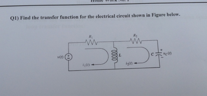 Solved Find the transfer function for the electrical circuit | Chegg.com