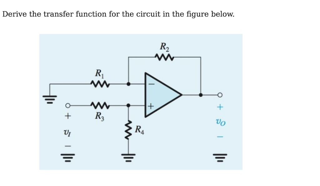 Solved Derive the transfer function for the circuit in the | Chegg.com