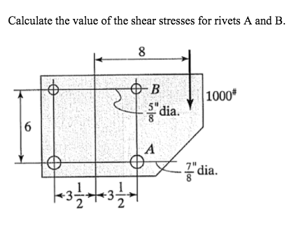 Solved Calculate the value of the shear stresses for rivets | Chegg.com