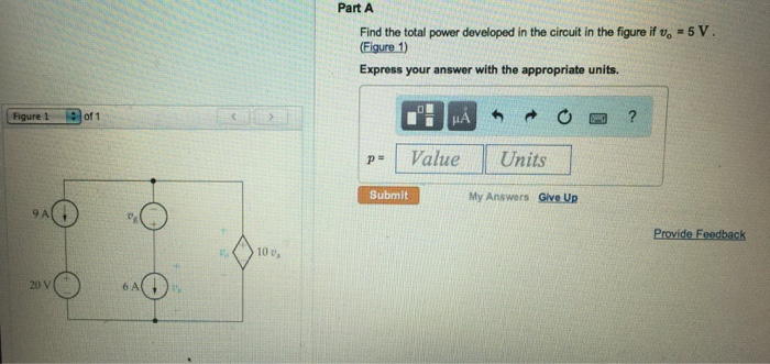 Find the total power developed in the circuit in | Chegg.com