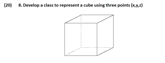 Solved (20) 8. Develop a class to represent a cube using | Chegg.com