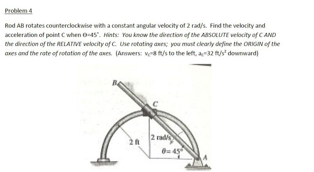 Solved Problem 4 Rod AB rotates counterclockwise with a | Chegg.com