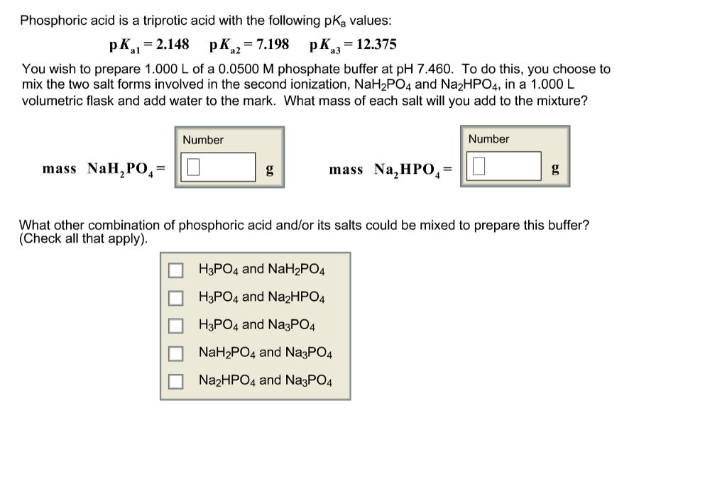 Solved Phosphoric acid is a triprotic acid with the | Chegg.com