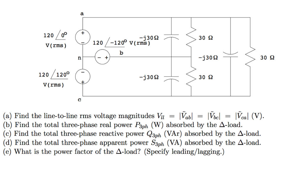 Solved Find the line-to-line rms voltage magnitudes V_ll = | Chegg.com