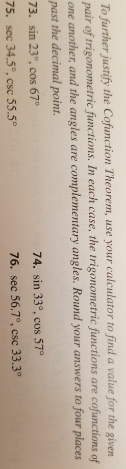 Solved To further justify the Cofunction Theorem, use your | Chegg.com