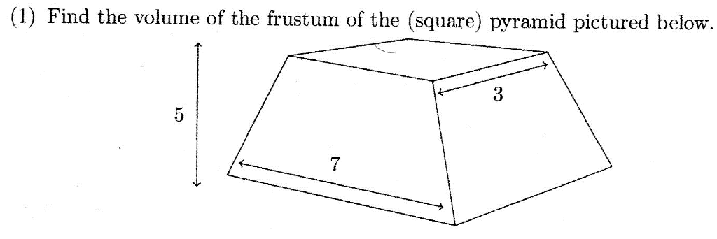 Solved Find the volume of the frustum of the (square) | Chegg.com