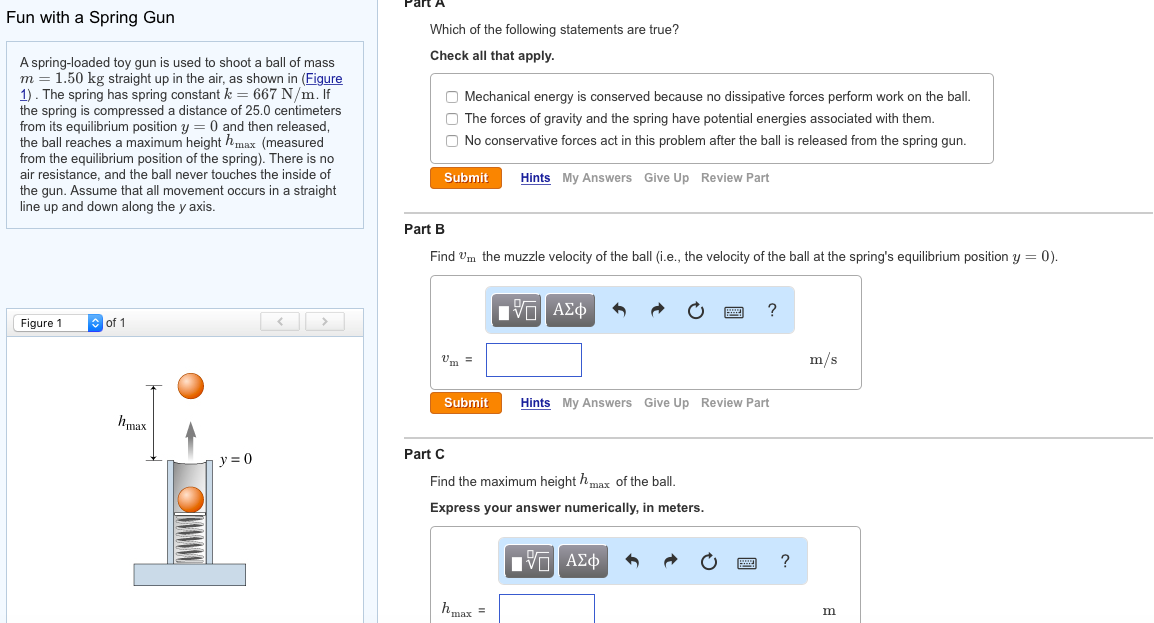 Solved A spring-loaded toy gun is used to shoot a ball of | Chegg.com