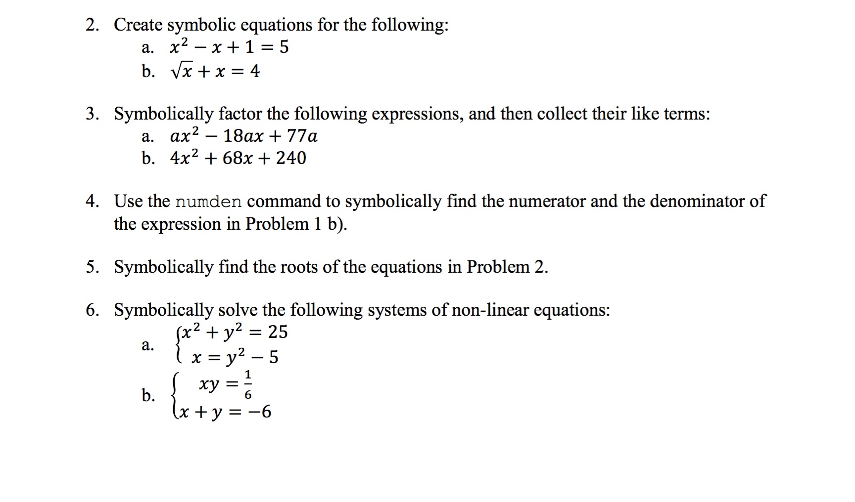 Solved Solve Problem 2 5 And 6 Only Using Matlab Commands 1658