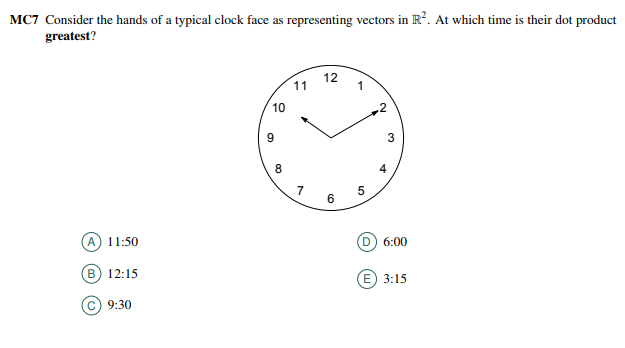 Solved MC7 Consider the hands of a typical clock face as | Chegg.com