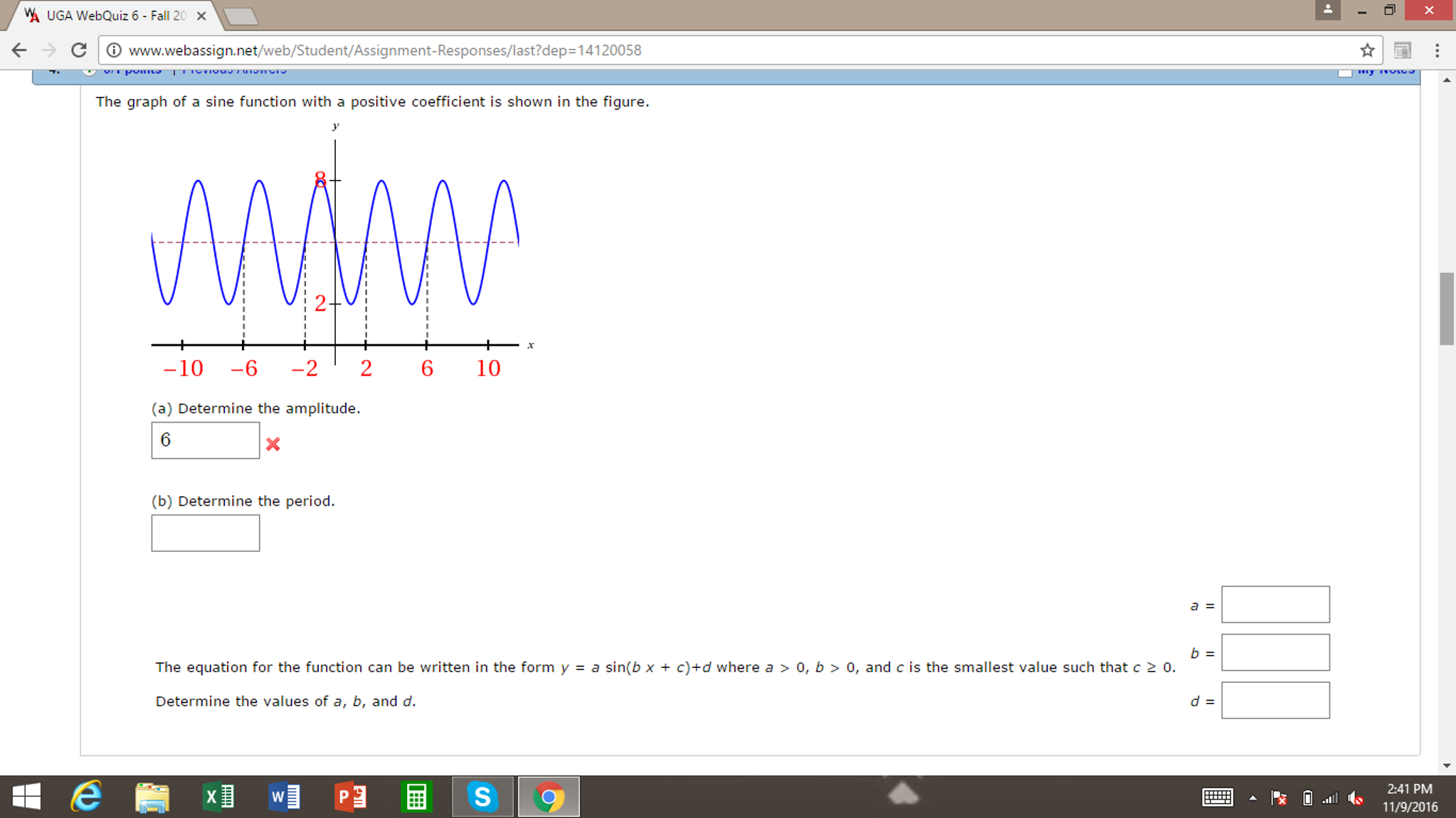 Solved The graph of a sine function with a positive | Chegg.com