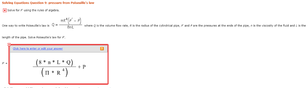Solved Solving Equations Question 9: pressure from | Chegg.com