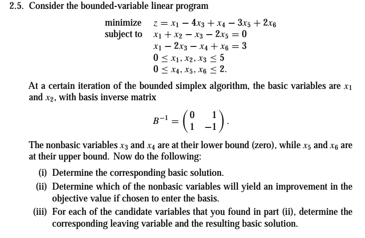 Consider the bounded-variable linear program | Chegg.com