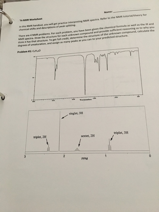 Solved Name: H-NMR Worksheet In this NMR handout, you will | Chegg.com