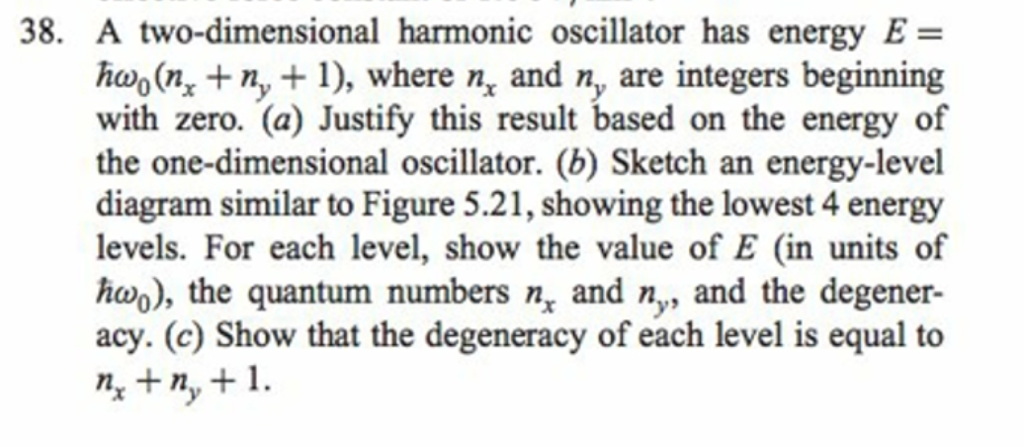 Solved 38. A two-dimensional harmonic oscillator has energy | Chegg.com