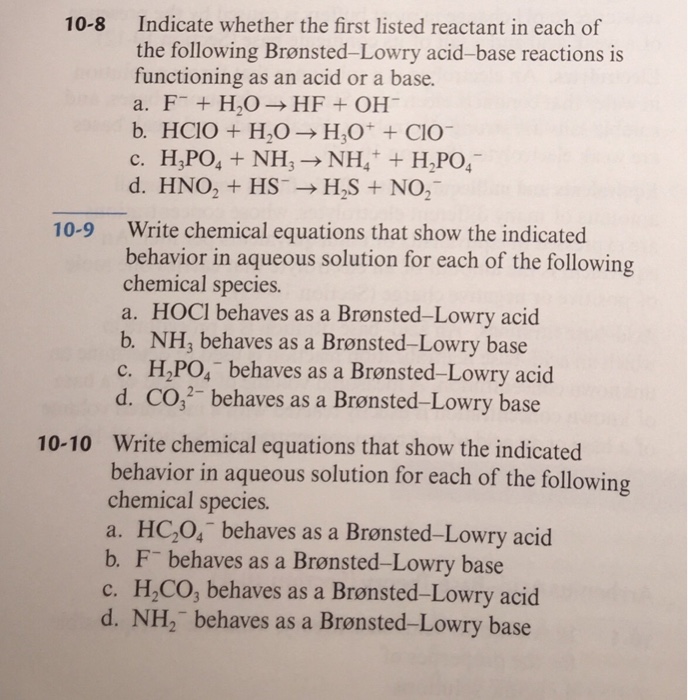 Solved Indicate whether the first listed reactant in each of | Chegg.com