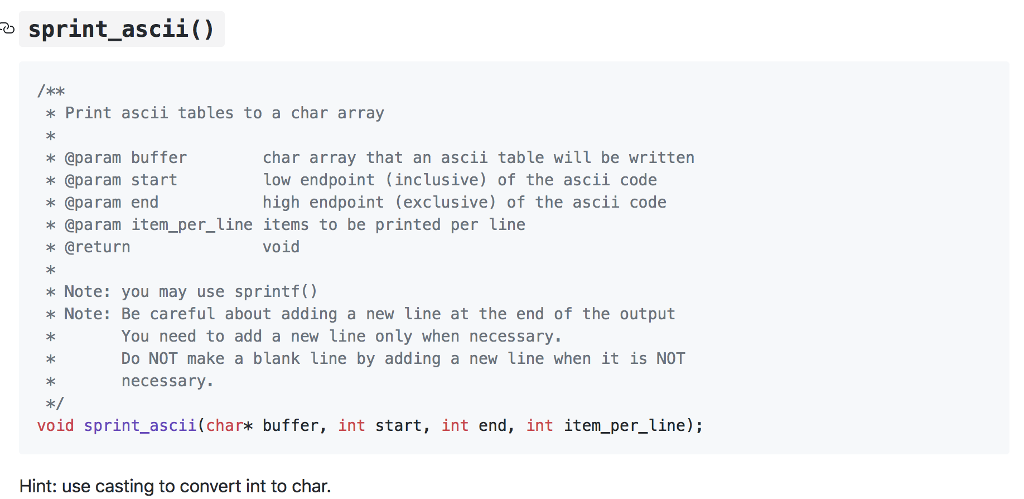 Solved b sprint_ascii() /ok * Print ascii tables to a char | Chegg.com