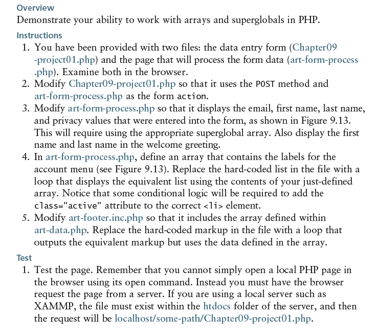 Solved Overview Demonstrate your ability to work with arrays | Chegg.com