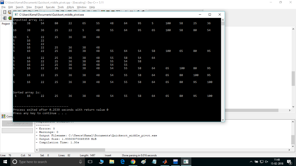 Solved Write A C Program That Implements Quicksort Algorithm Assume 1 Answer