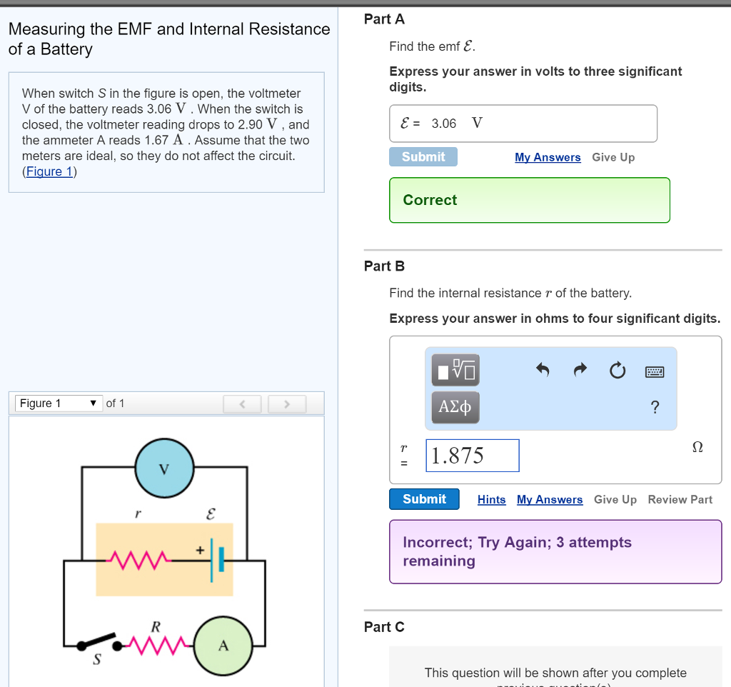 Solved Measuring the EMF and Internal Resistance of a | Chegg.com