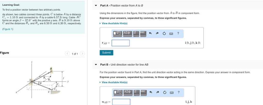 Solved Learning Goal: Part A-Position vector from A to B | Chegg.com
