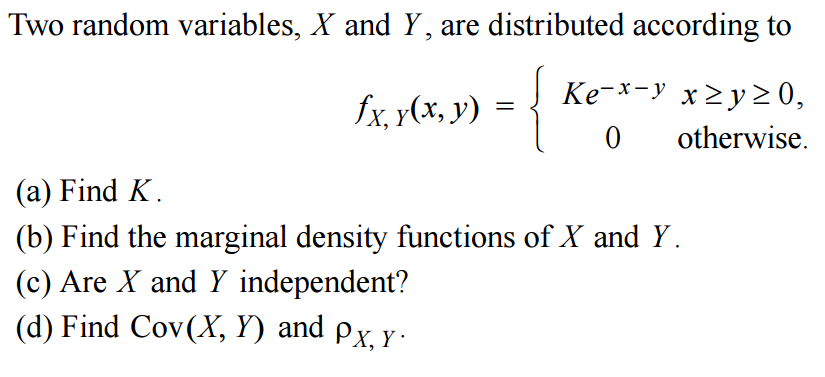 Solved Two random variables, X and Y, are distributed | Chegg.com