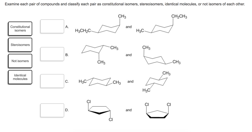 Solved Examine each pair of compounds and classify each pair | Chegg.com