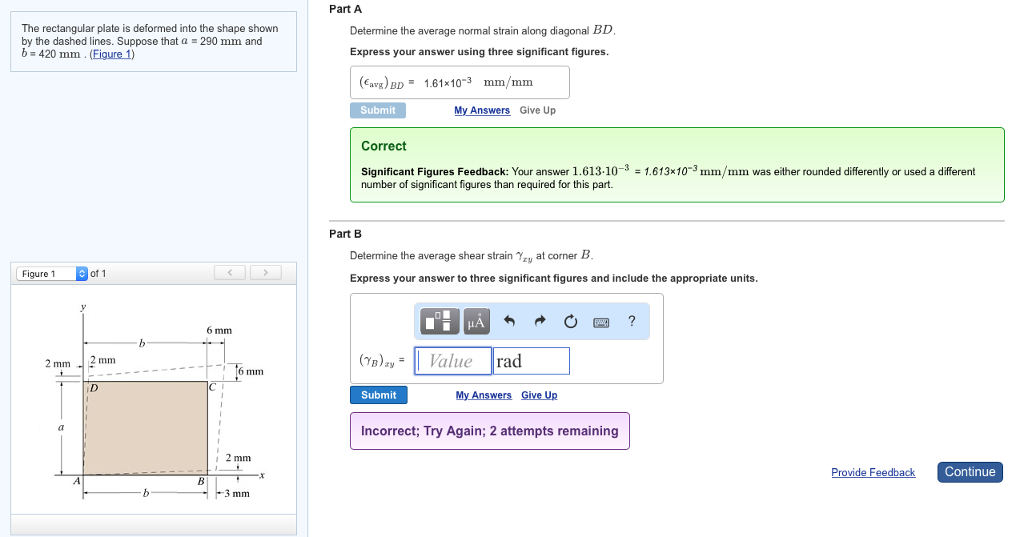 Solved The rectangular plate is deformed into the shape | Chegg.com