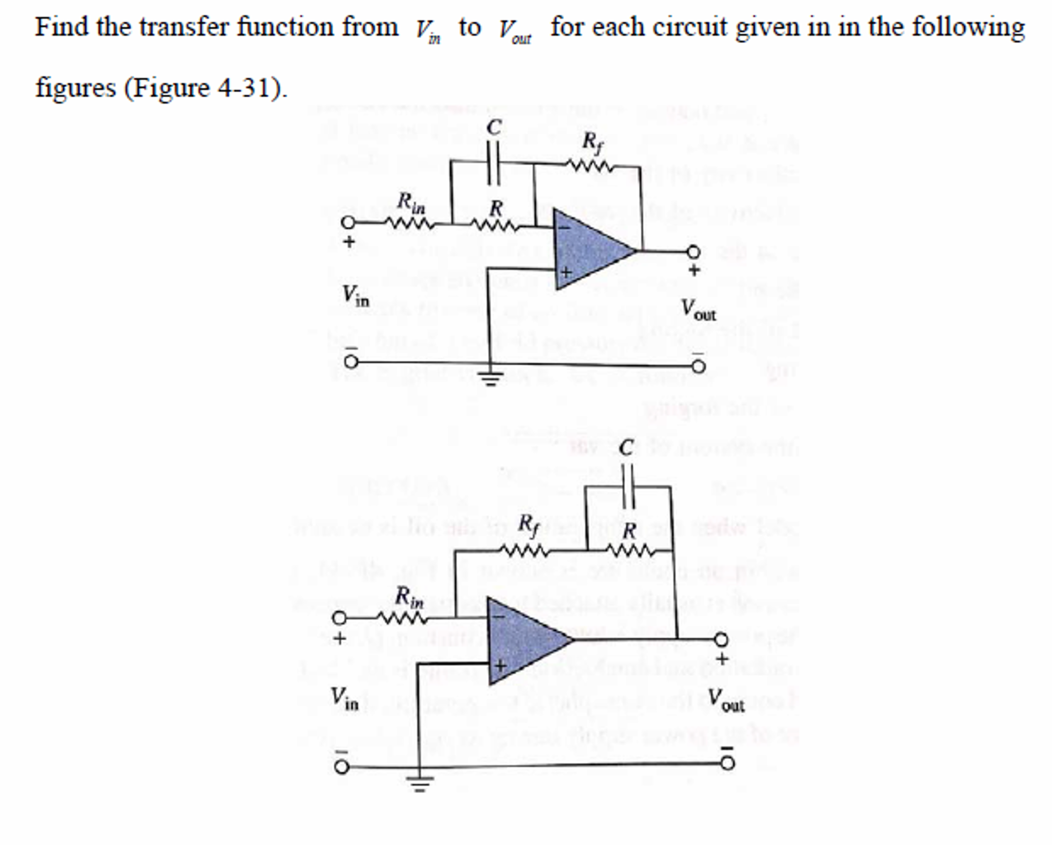 Solved Find the transfer function from V_in to V_out for | Chegg.com