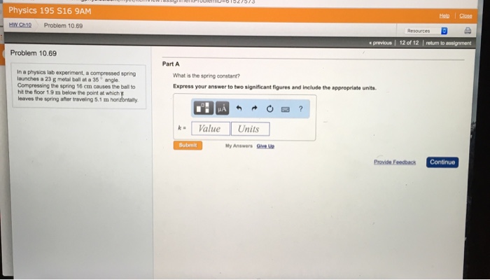 Solved In a physics lab experiment, a compressed spring | Chegg.com